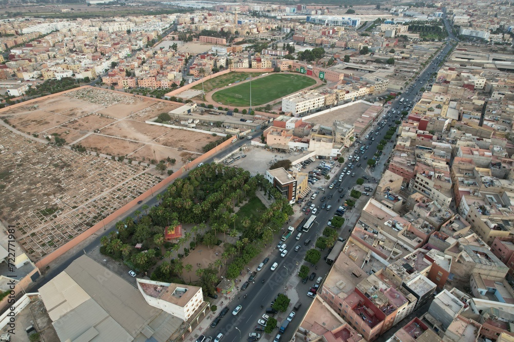 City images captured by drones in the Moroccan city of Dcheira Stock ...