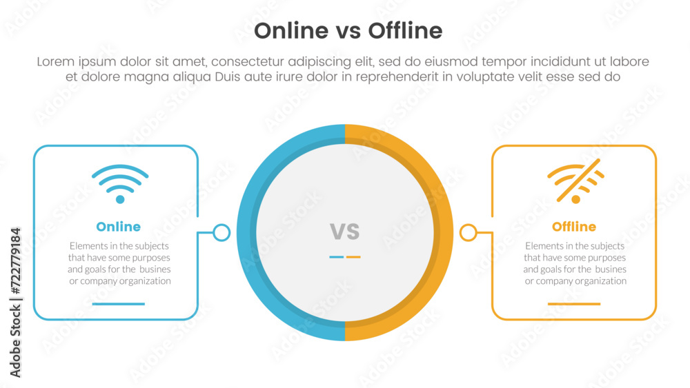 online vs offline comparison or versus concept for infographic template ...