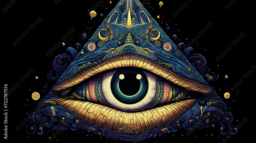 illustration of the all-seeing eye. The abstract symbol of the Masons ...