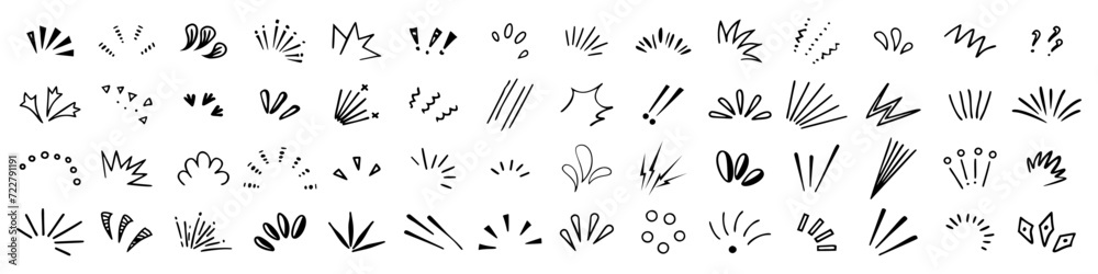 Poster Idea and exclamation symbol, Explosion signs, Doodle radial line ...