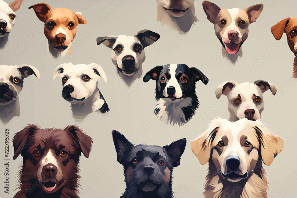 Vetor de Puppies and Dog collection. Cute pappies and dogs. Set of cute ...