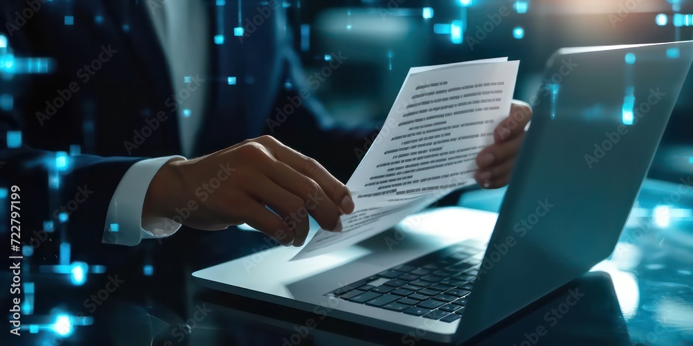 Document folder management systems as a group of businessmen convene ...