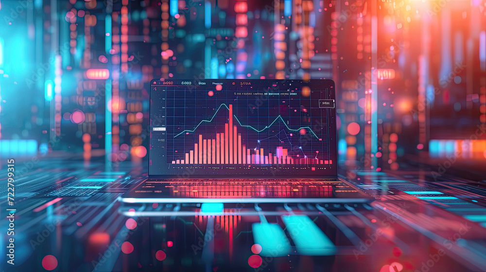 screen monitor laptop HUD infographic trading : A vibrant web of lights ...