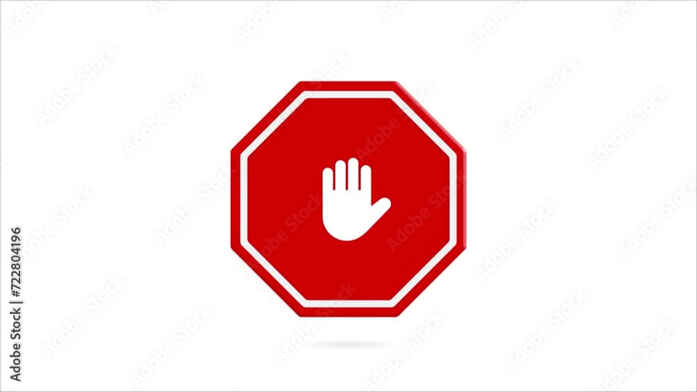 Vidéo Stock red octagon sign sign with white edge for forcing to stop ...