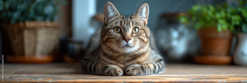 Cat Sitting On Top Wooden Table, Desktop Wallpaper Backgrounds ...