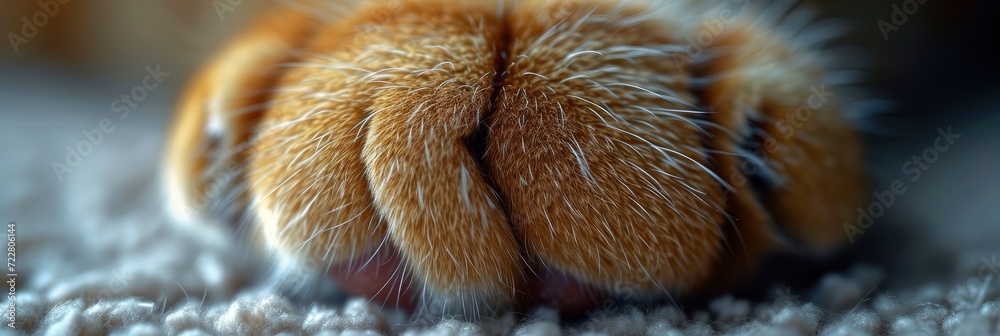 Cats Paw Extreme Closeup On Beige, Desktop Wallpaper Backgrounds ...