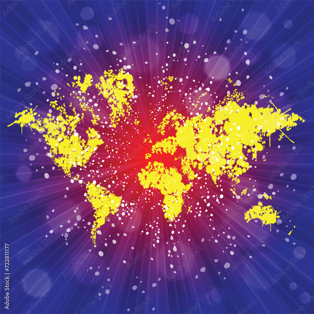 World map. Political map of the world on a bright, colorful background ...