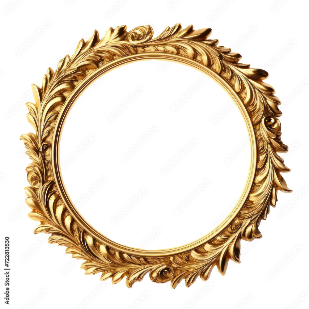 Round frame, victorian age gold on transparency background PNG Stock ...