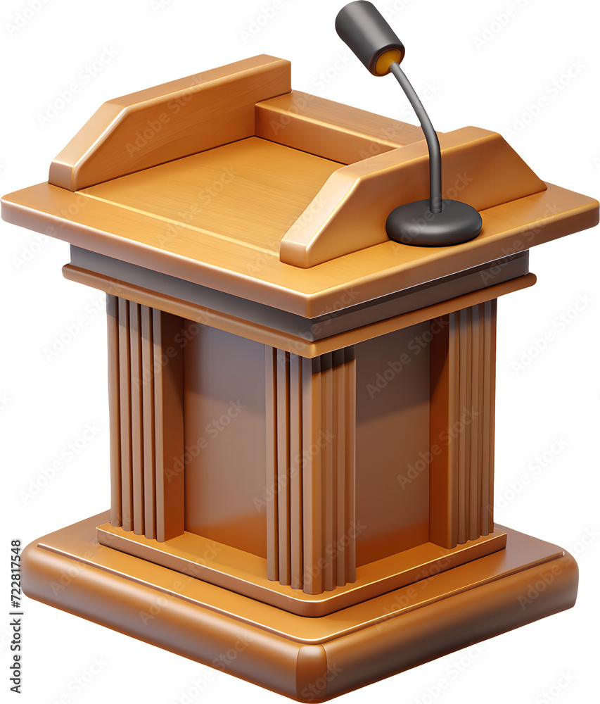 3d of Courtroom Podium Law and judgment icon, Lawyer, police and ...