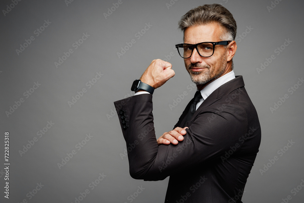 Side profile view adult successful employee business man corporate ...