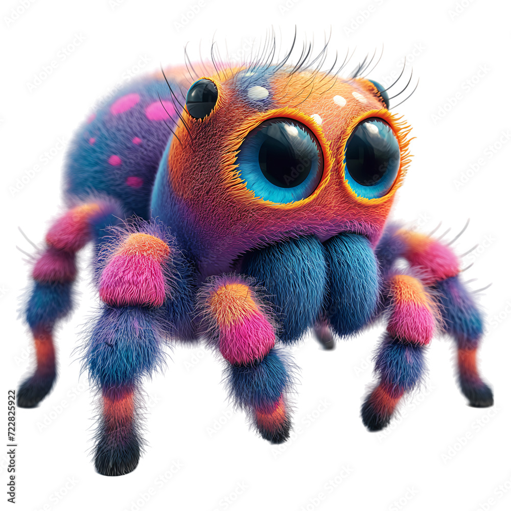 Isolated 3d cartoon funny spider a white background. stuffed friendly ...