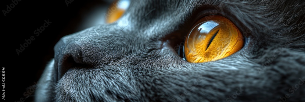 Fat Gray British Cat Big Yellow, Desktop Wallpaper Backgrounds ...