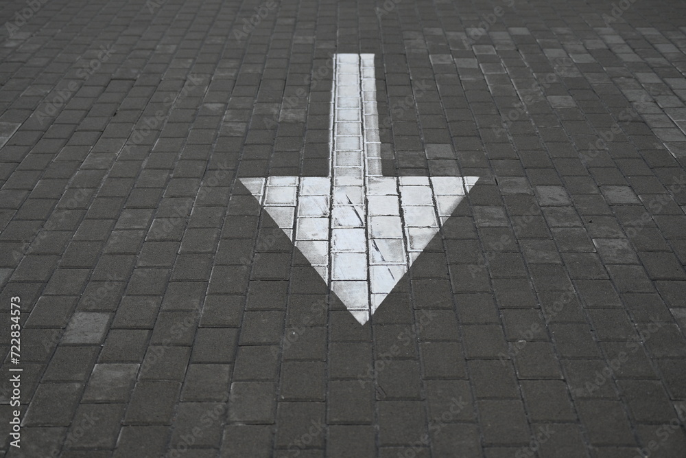 white arrow on gray asphalt, turn left, turn right, abstract white ...
