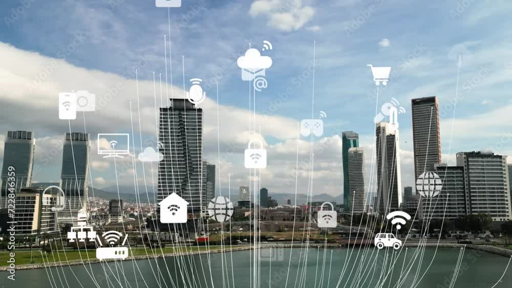 Smart city IOT internet of thing ICT digital technology futuristic ...