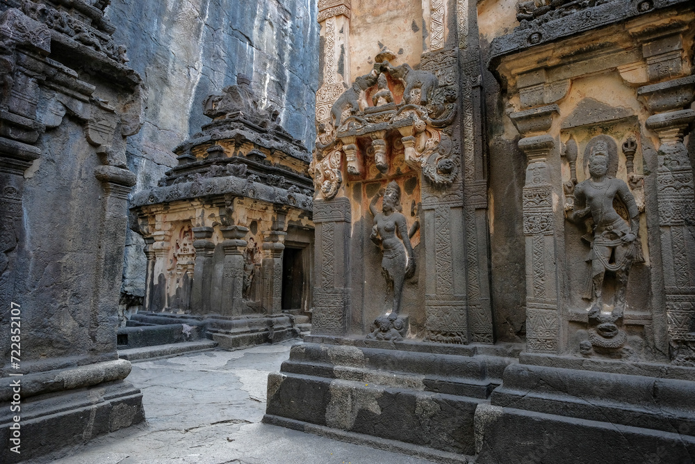 Kailasa Temple in the Ellora Caves complex in the Aurangabad District ...