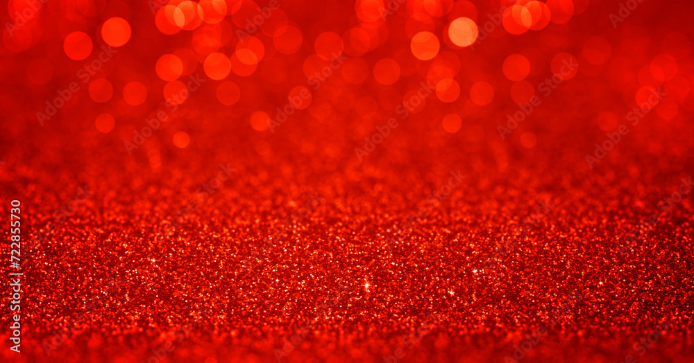 Sparkling red gold glitter background with bokeh, dof. February 14th ...