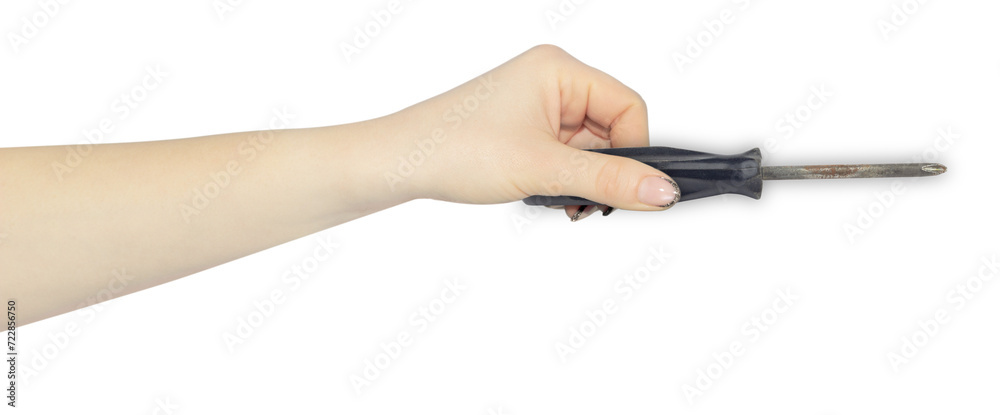 throw away the screwdriver, old screwdriver in hand in front of the ...