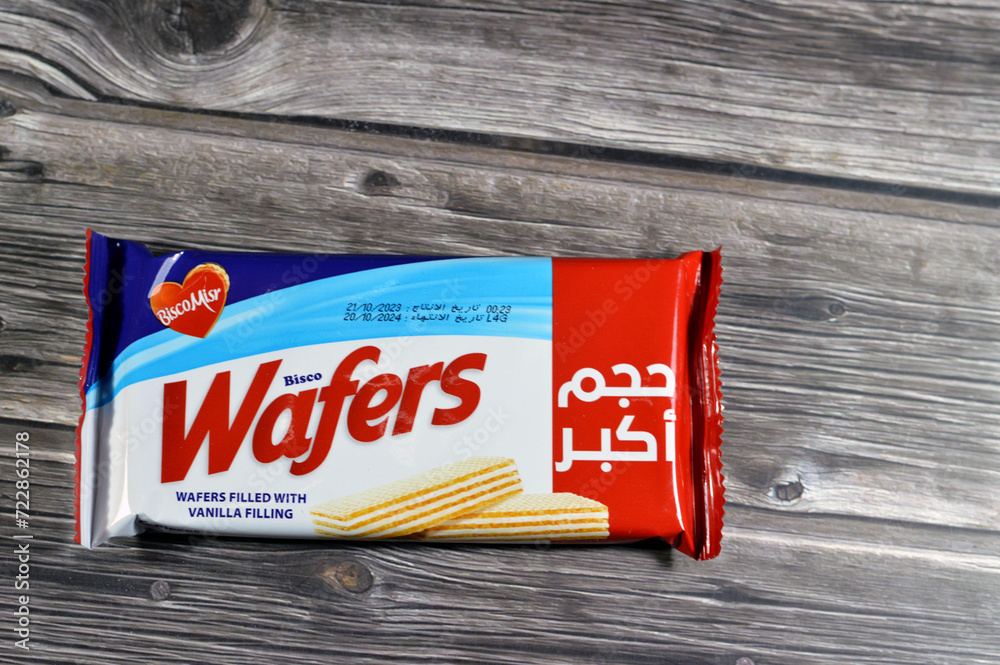 Cairo, Egypt, January 27 2024: Bisco wafers by Bisco Misr, wafers ...