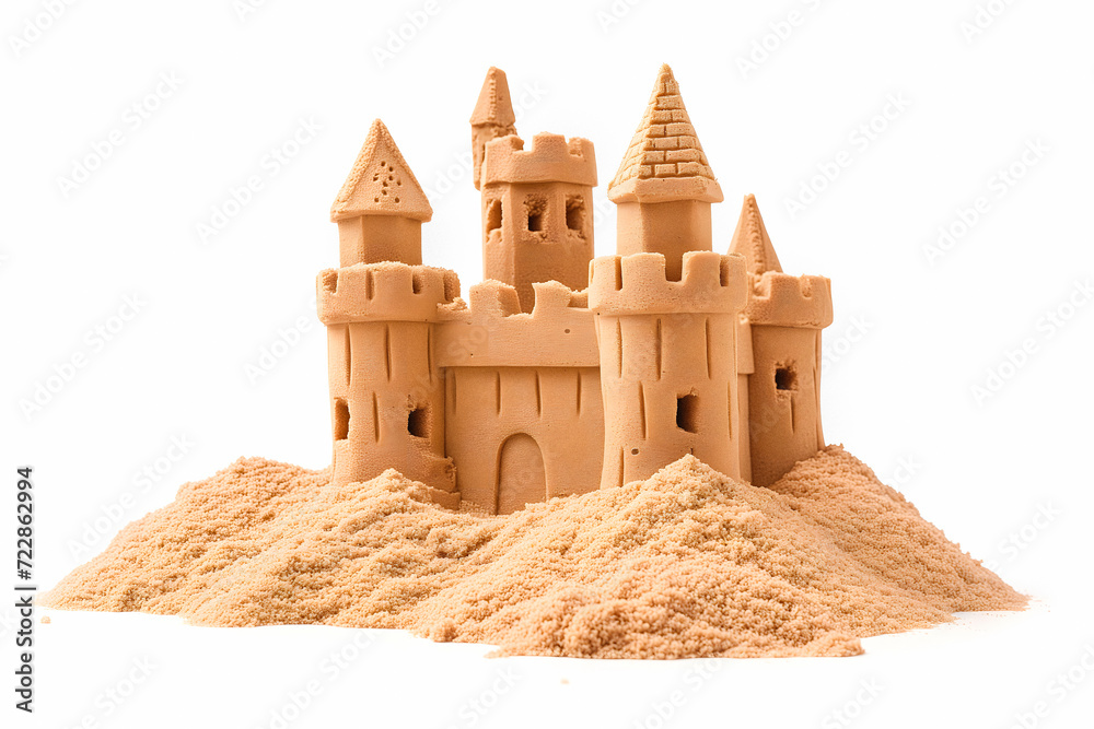 Small Sand Castle With Towers Isolated On White Background, Not Big Sandcastle Or Palace Stock ...