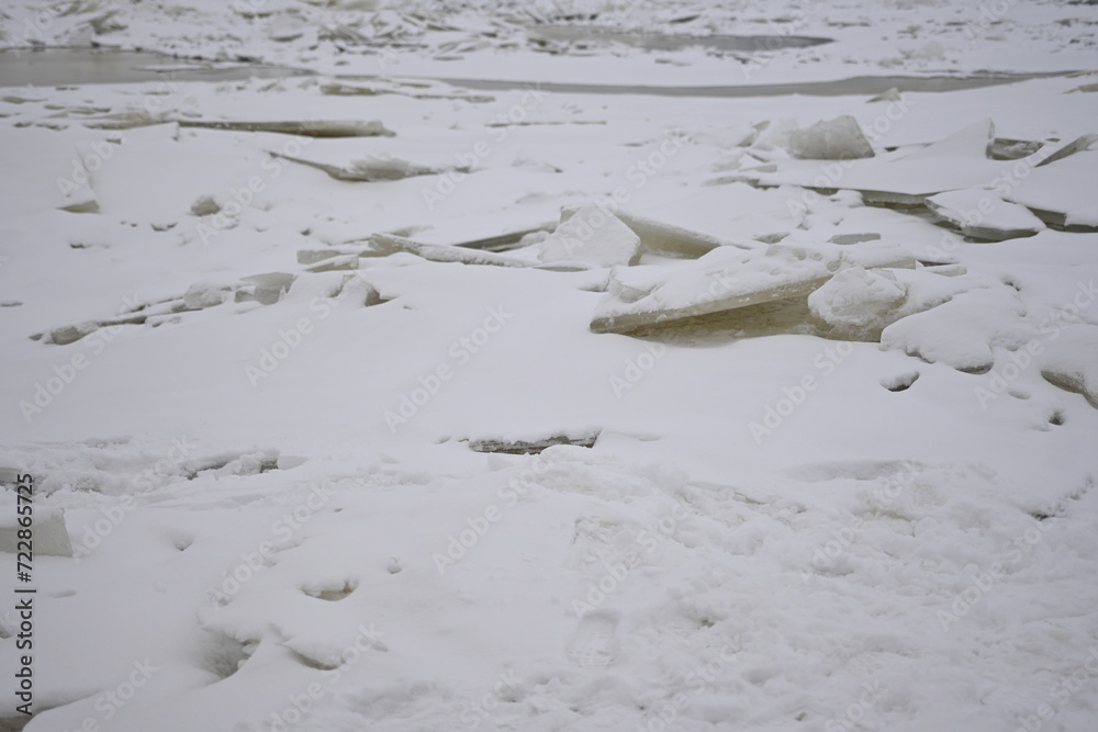 fragments of split people on the river, chunks of people on the river ...
