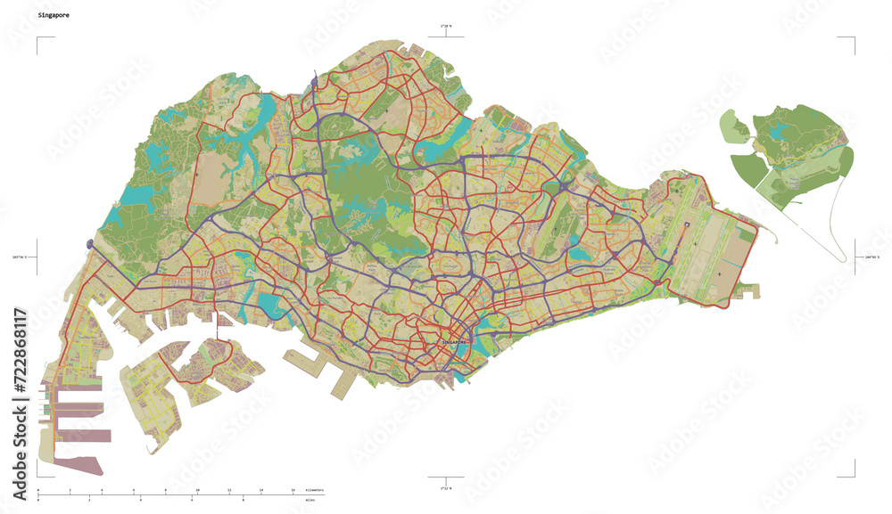 Physical map of singapore