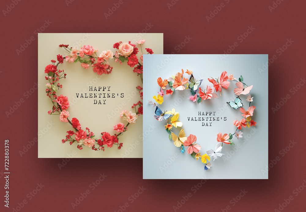 Printable Valentines Card Layouts With Heart Shaped Design and ...