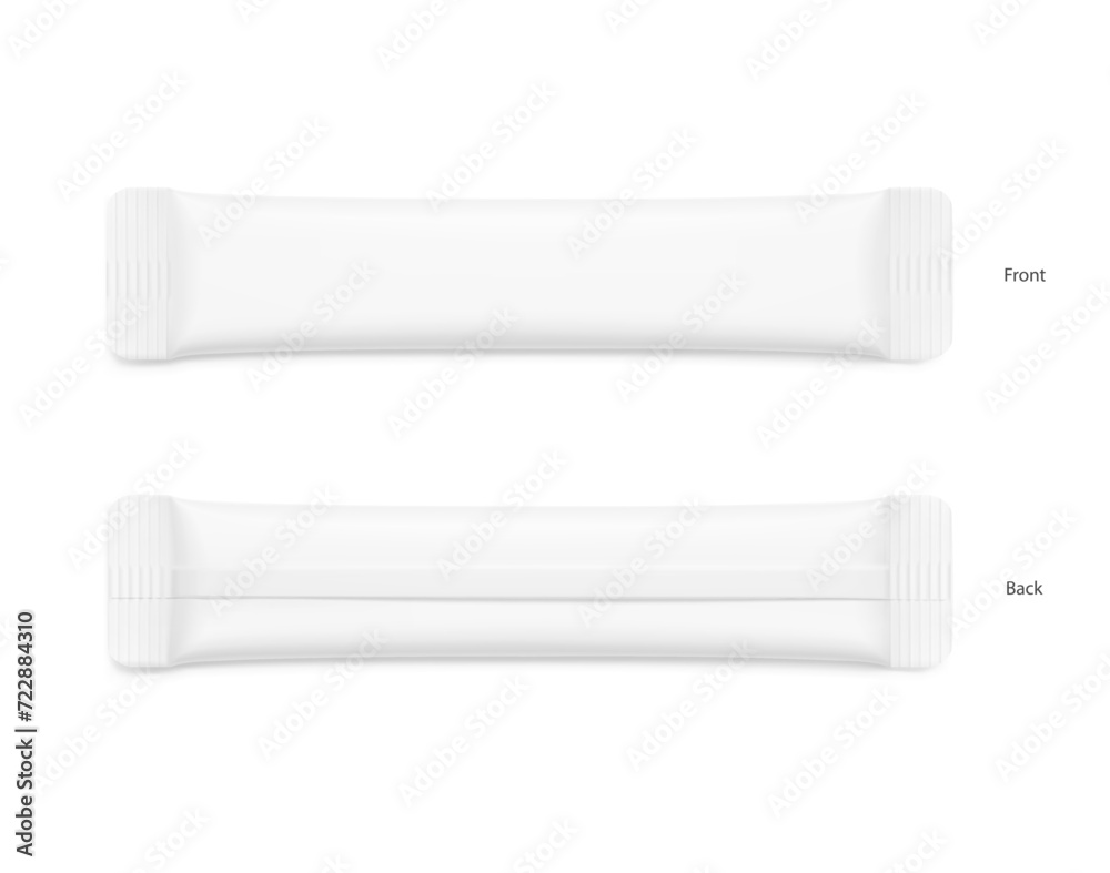 Blank stick package bag mockups. Flat lay view. Vector illustration ...