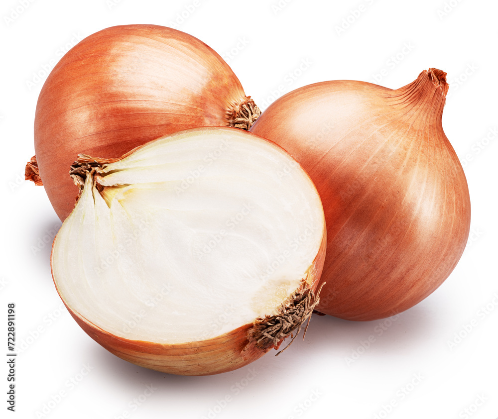 Onion bulb and cross section of onion isolated on white background ...