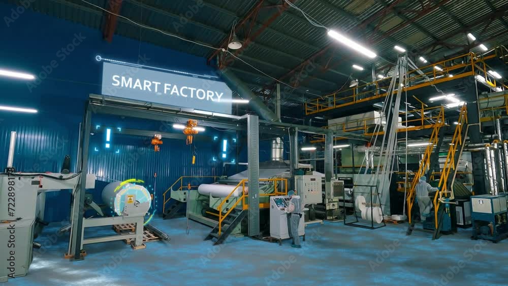Visualization of a smart factory inside. Inside a smart factory concept ...