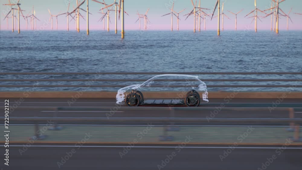 Vidéo Stock Animation of a generic electric car revealing the chassis ...