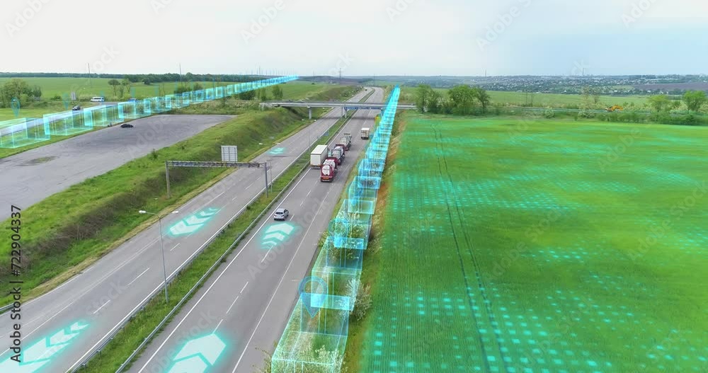 Smart delivery concept. Delivery of goods visualization. The route ...