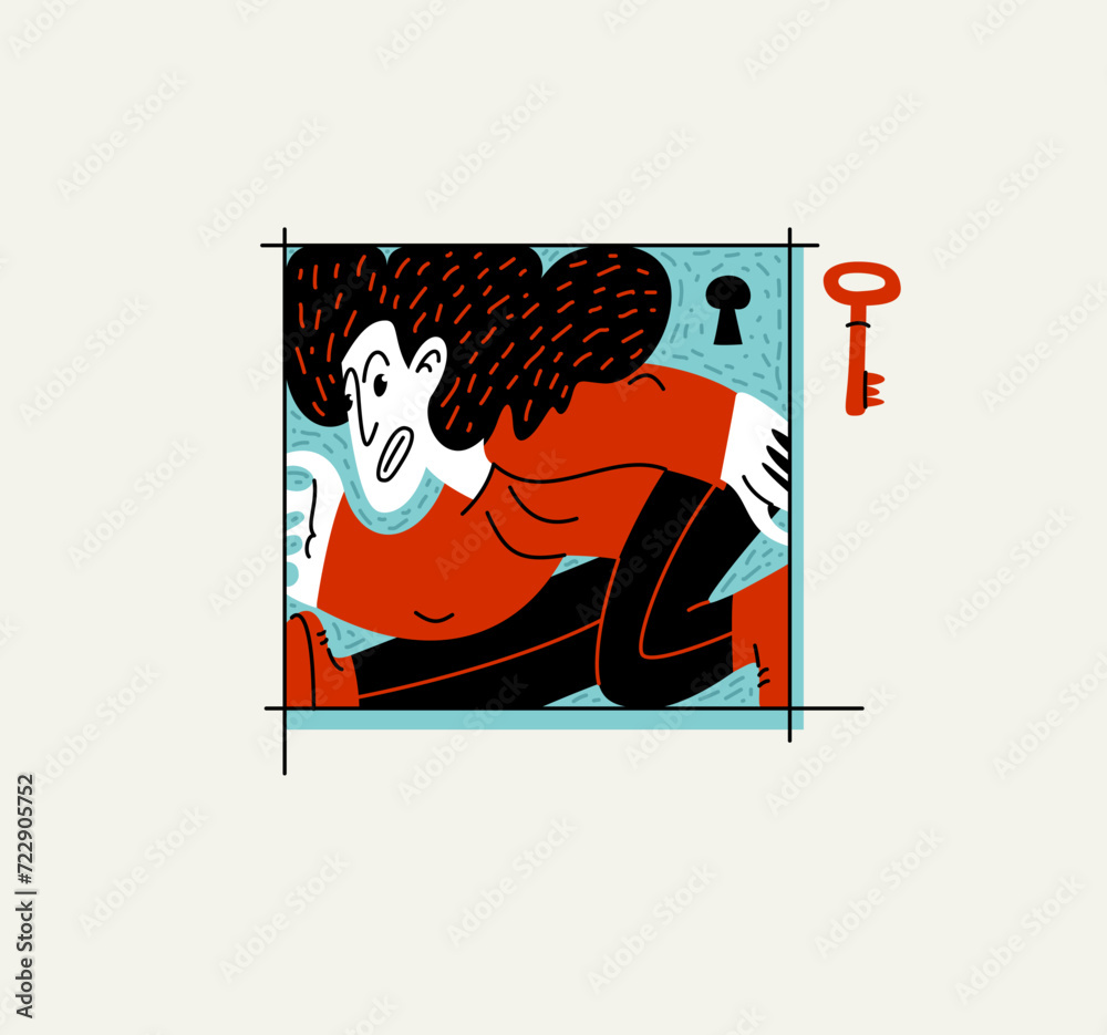 Woman is locked in a rectangular frame, social and cultural ...