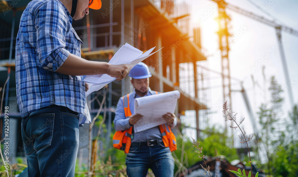 Architect caucasian man working with colleagues mixed race in the ...