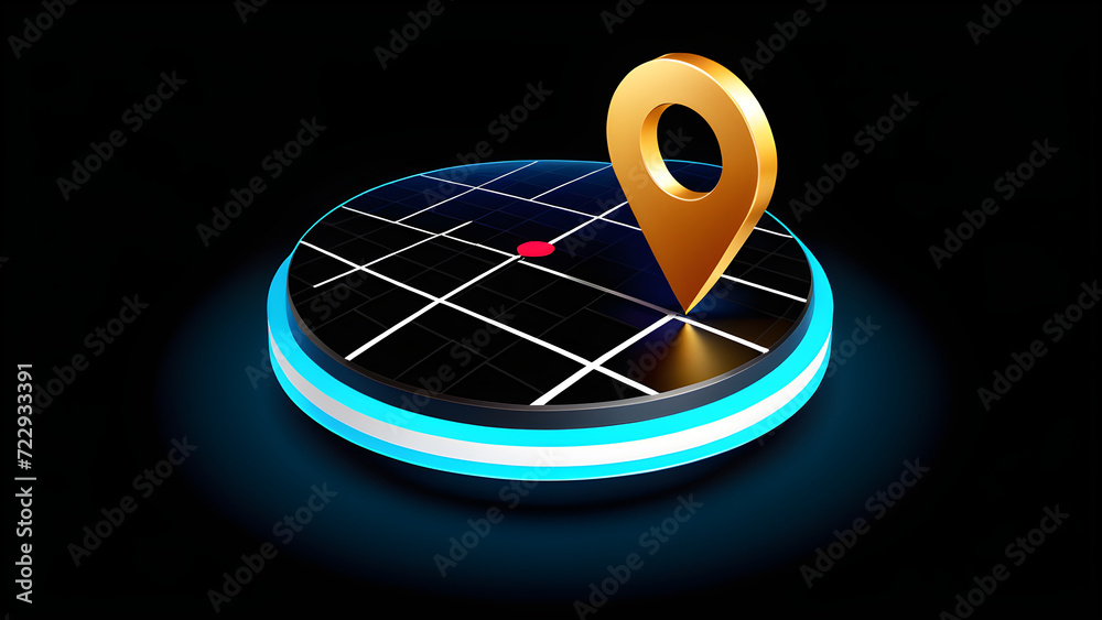 map symbol icon 3d. Locator mark of map and location pin or navigation ...