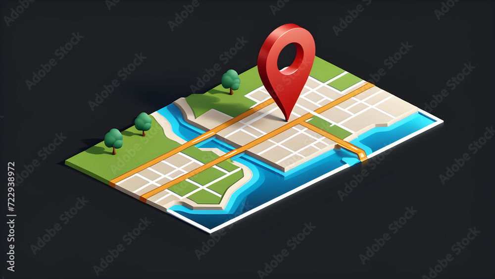 map symbol icon 3d. Locator mark of map and location pin or navigation ...