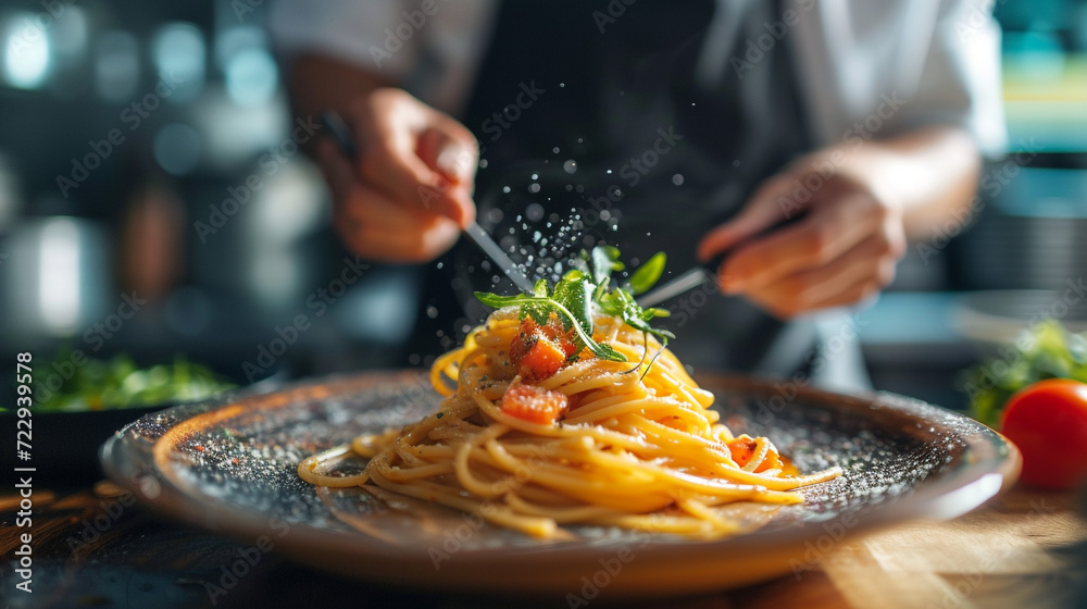 100 grams of spaghetti, intertwined with mozzarella and spices ...