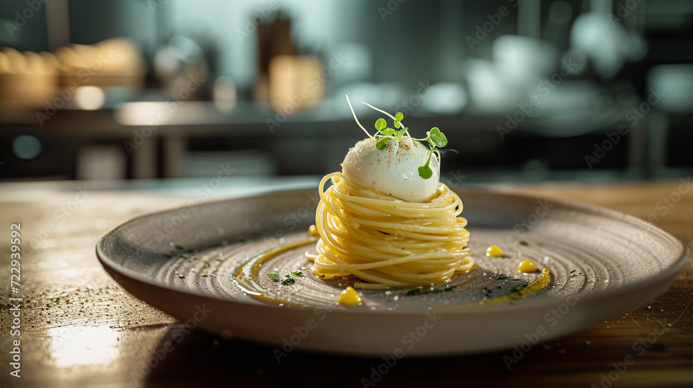 100 grams of spaghetti, intertwined with mozzarella and spices ...