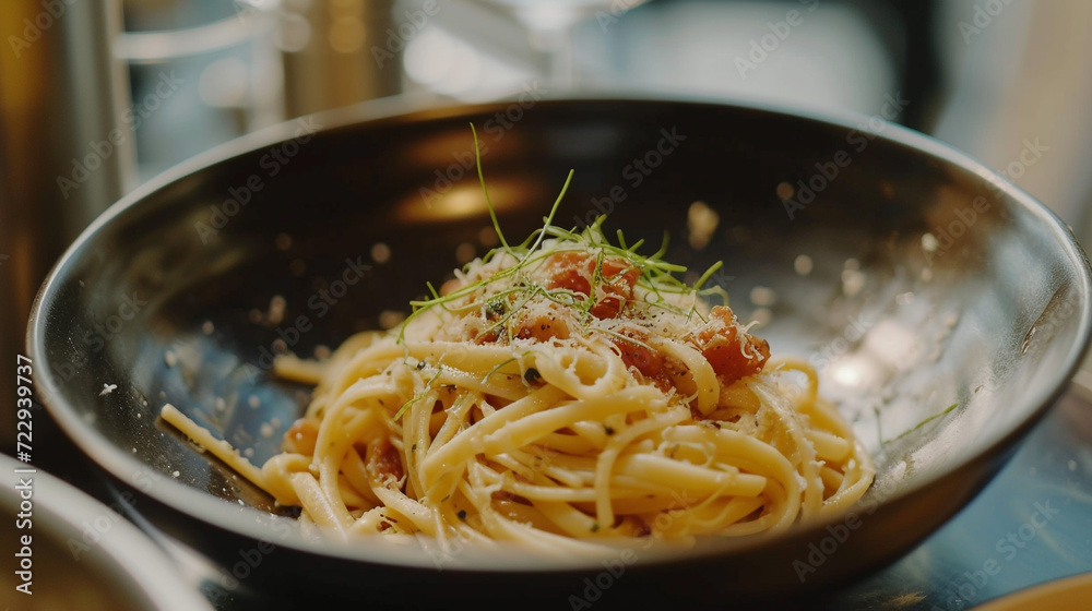 100 grams of spaghetti, intertwined with mozzarella and spices ...