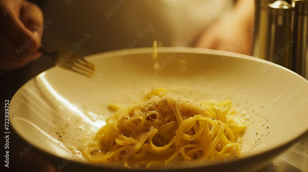 100 grams of spaghetti, intertwined with mozzarella and spices ...