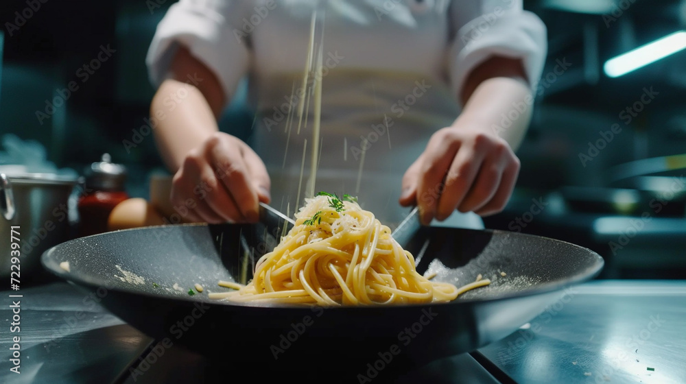 100 grams of spaghetti, intertwined with mozzarella and spices ...