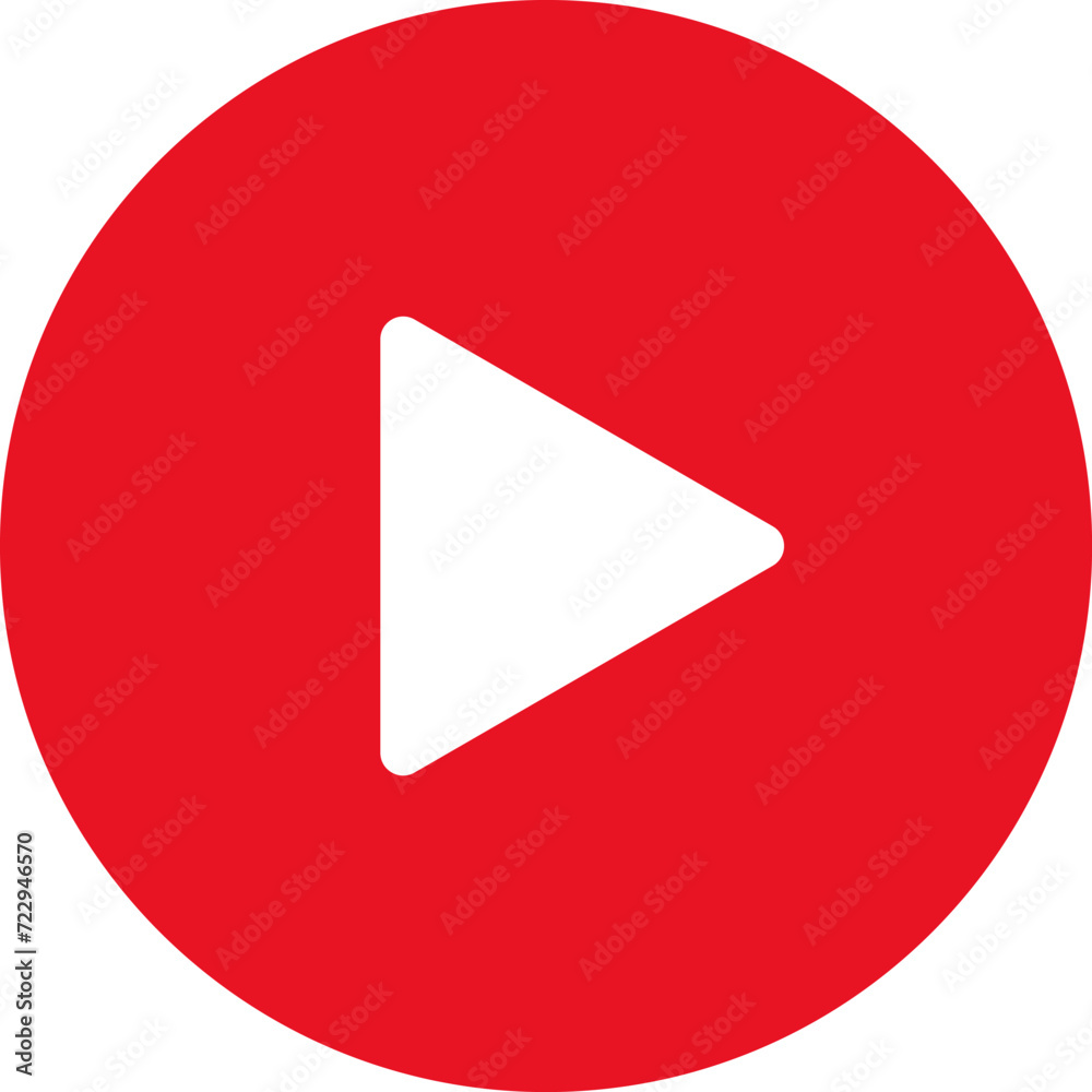 Play video red button icon, sign vector isolated on white background ...
