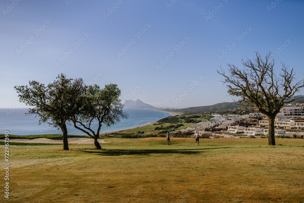 Sotogrande, Spain - January, 23, 2024 - Coastal golf course with clear ...
