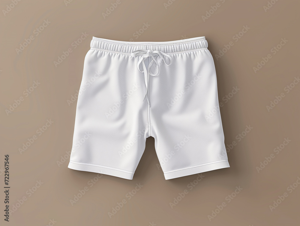 Blank white swimming trunks shorts mockup isolating on brown background ...