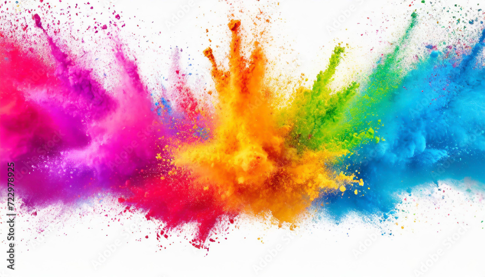 Multicolor powder explosion on White background. Colored cloud ...