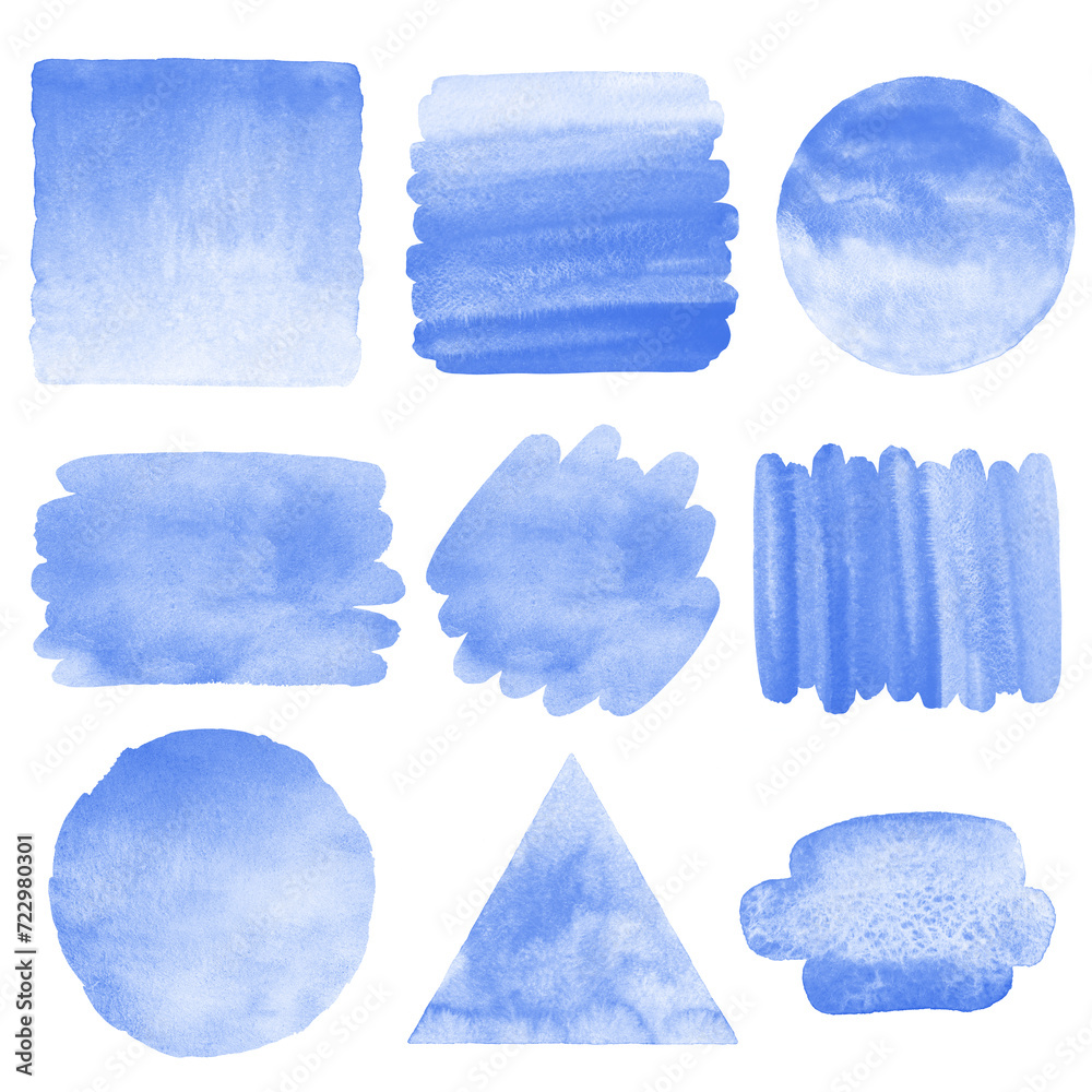 Blue watercolor backgrounds big set, water textures, banners collection ...