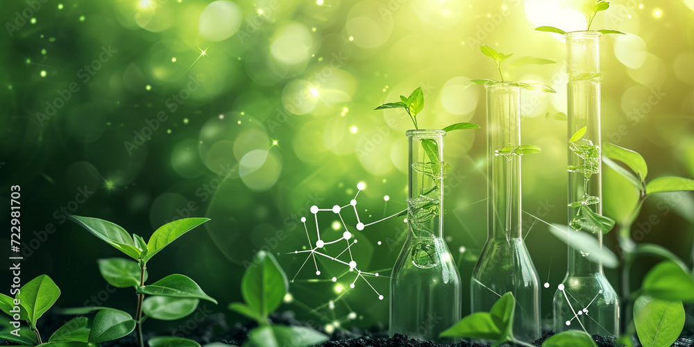 Biology laboratory nature and science, Plants with biochemistry ...