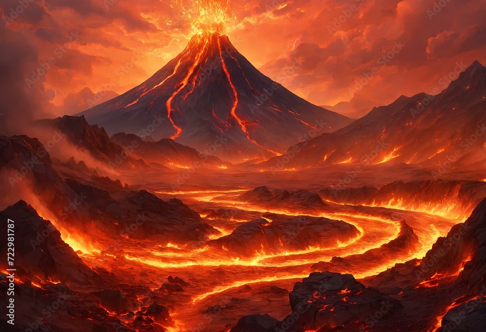 Lava texture fire background rock volcano magma molten hell hot flow ...