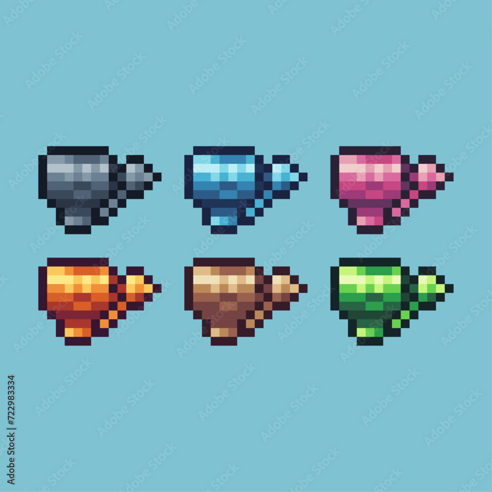 Pixel art sets icon of anvil stone variation color. anvil icon on pixelated style. 8bits perfect ...