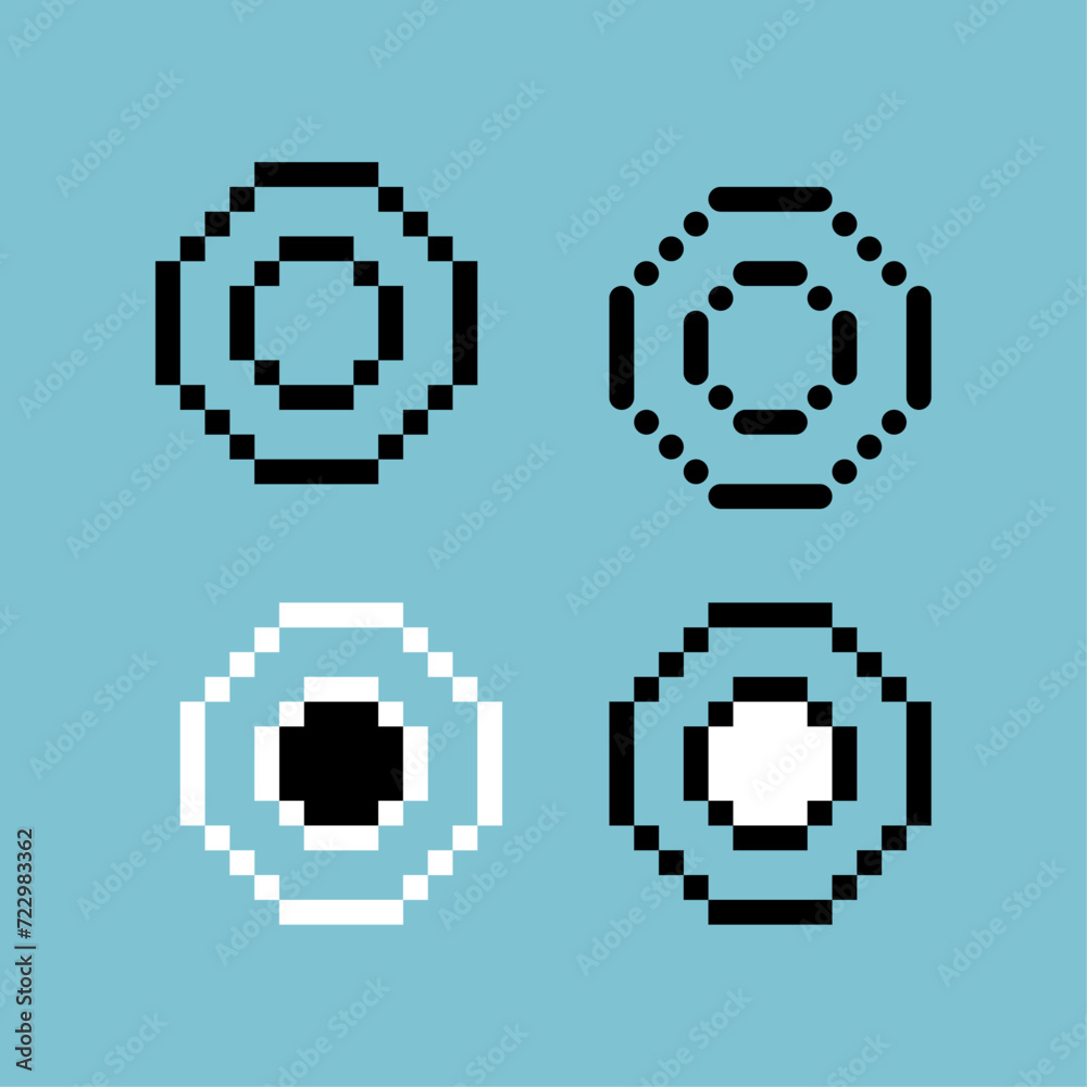 Pixel art outline sets icon of circle variation color. circle icon on ...