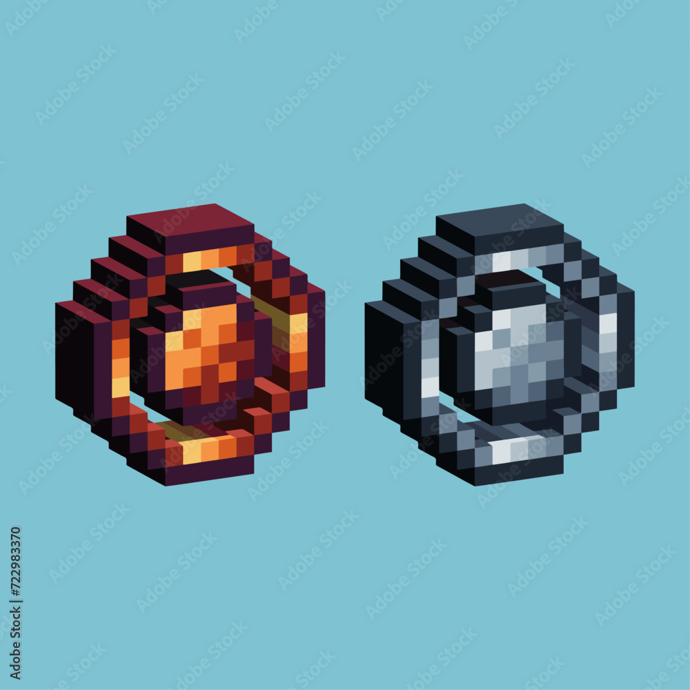 Isometric Pixel art 3d of circle icon for items asset. Circle icon on ...
